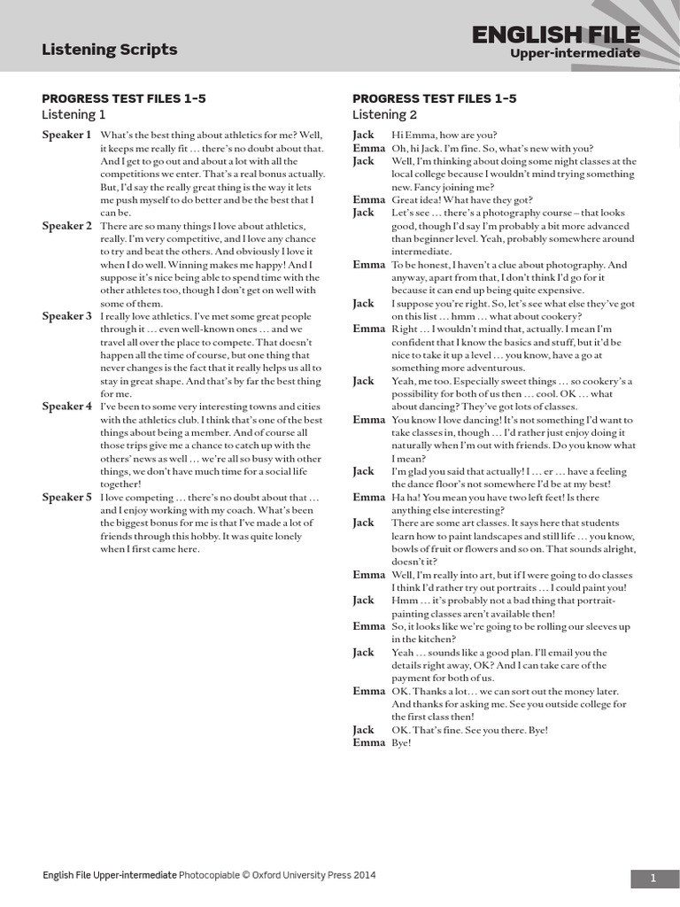 EF3e Uppint Progress Listening Scripts | PDF