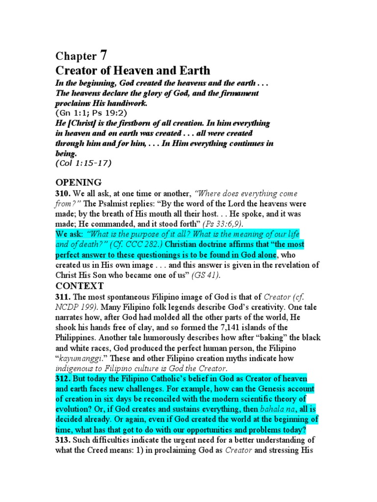 Creator of Heaven and Earth | PDF | Genesis Creation Narrative | God ...