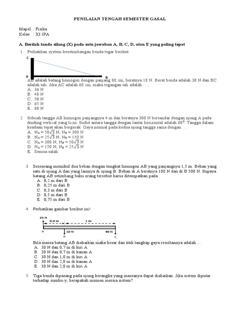 PTS 1 Fis Xi Ipa | PDF