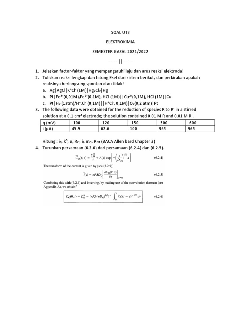 UTS Elektrokimia | PDF | Sains & Matematika