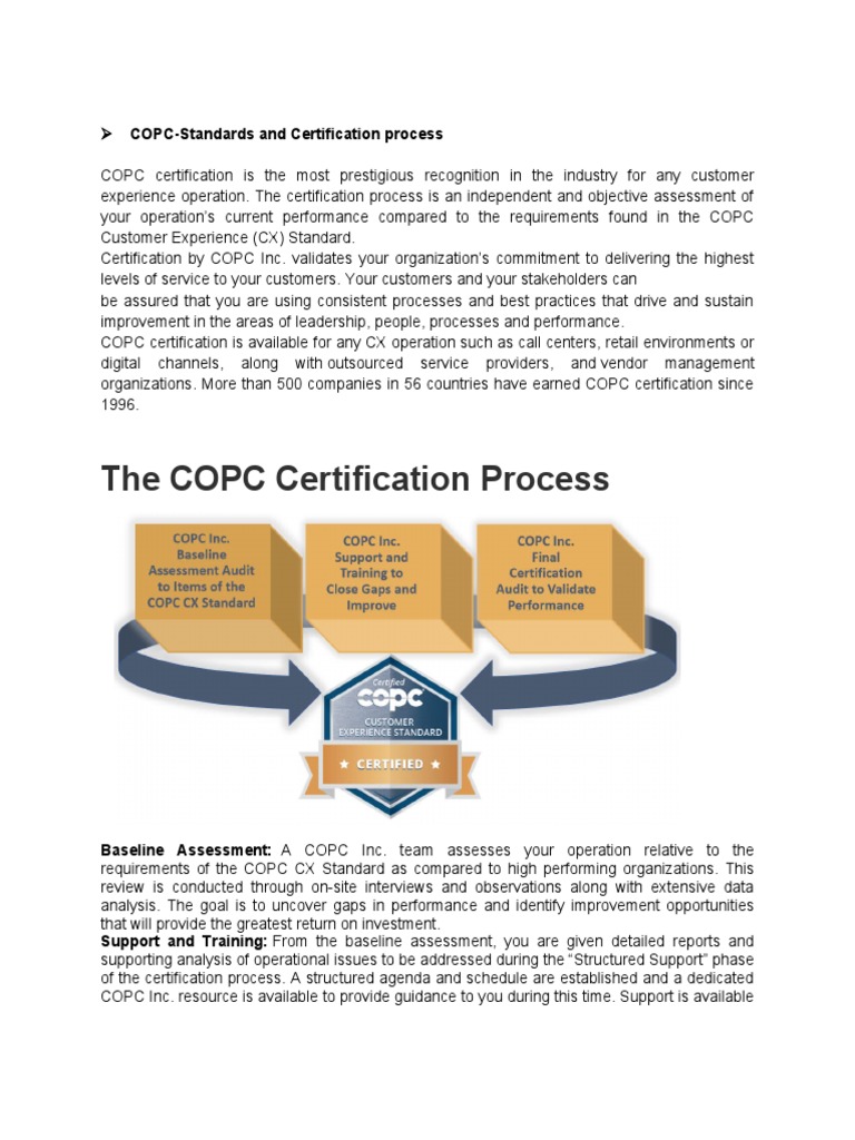COPC Standards and Certification Process | PDF