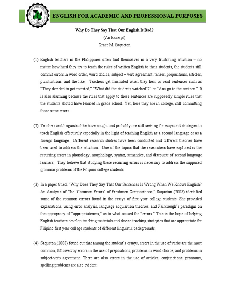 Eapp Task | PDF | English Language | Second Language