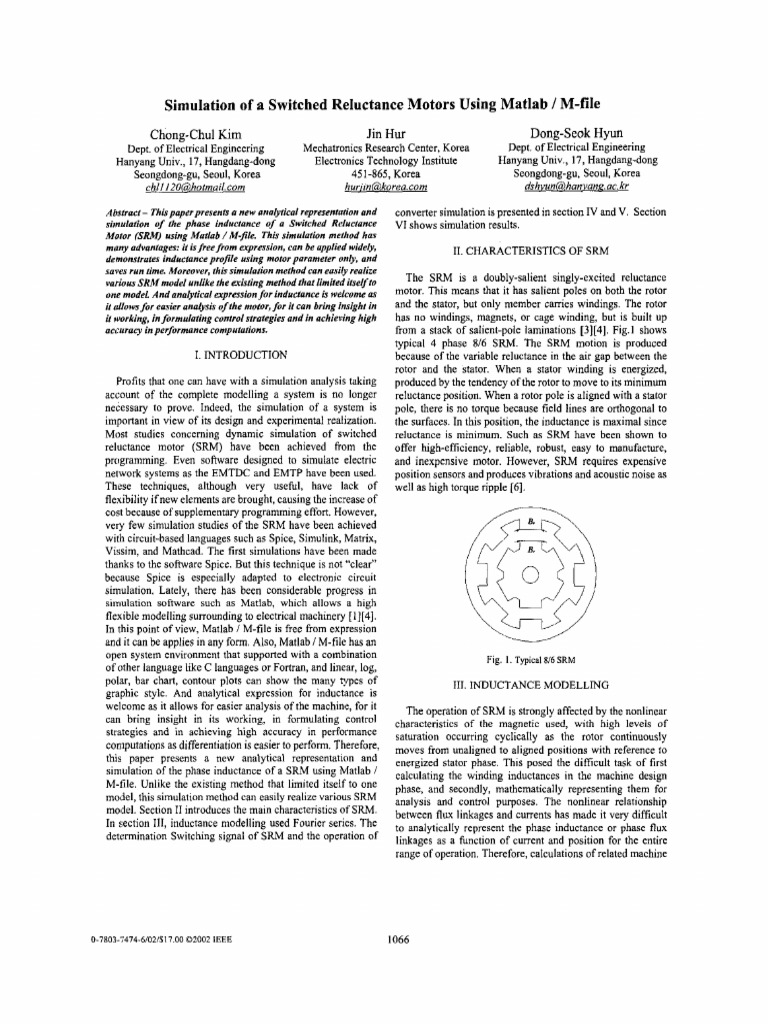 Simulation of A Switched Reluctance Motors Using Matlab M-File | PDF ...