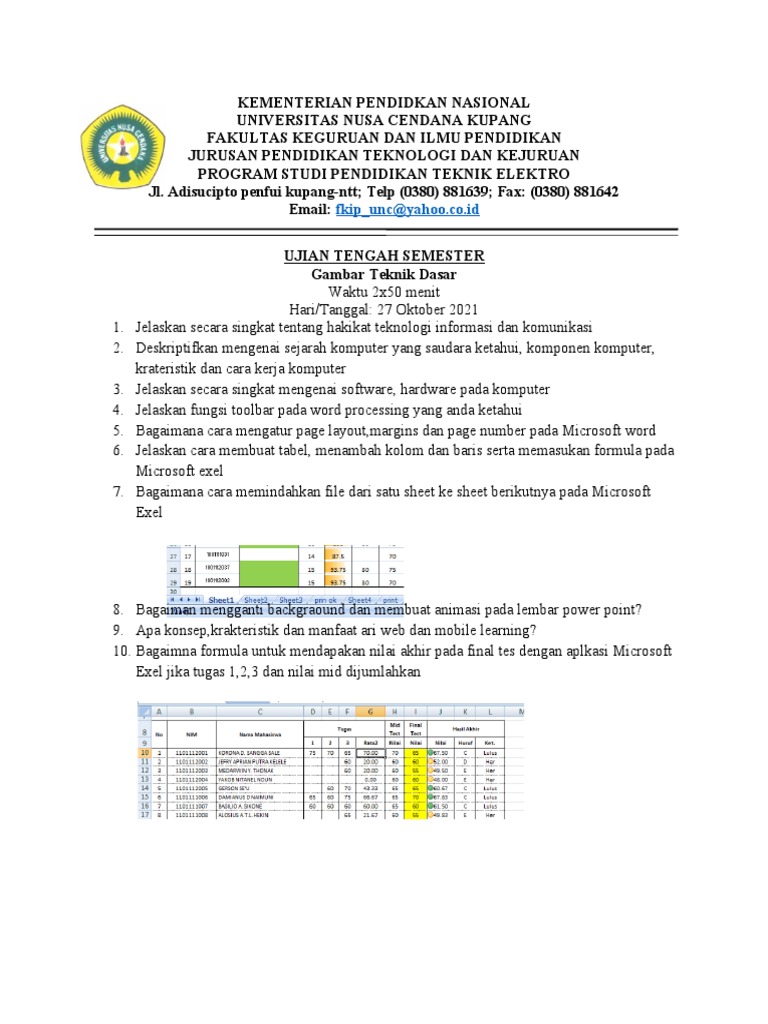 UTS Aplikasi Komputer Oktober 2021 | PDF