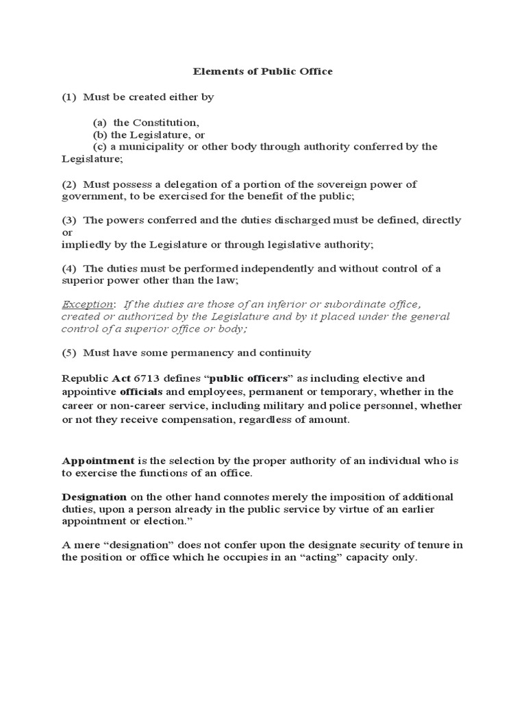 Elements of Public Office | PDF