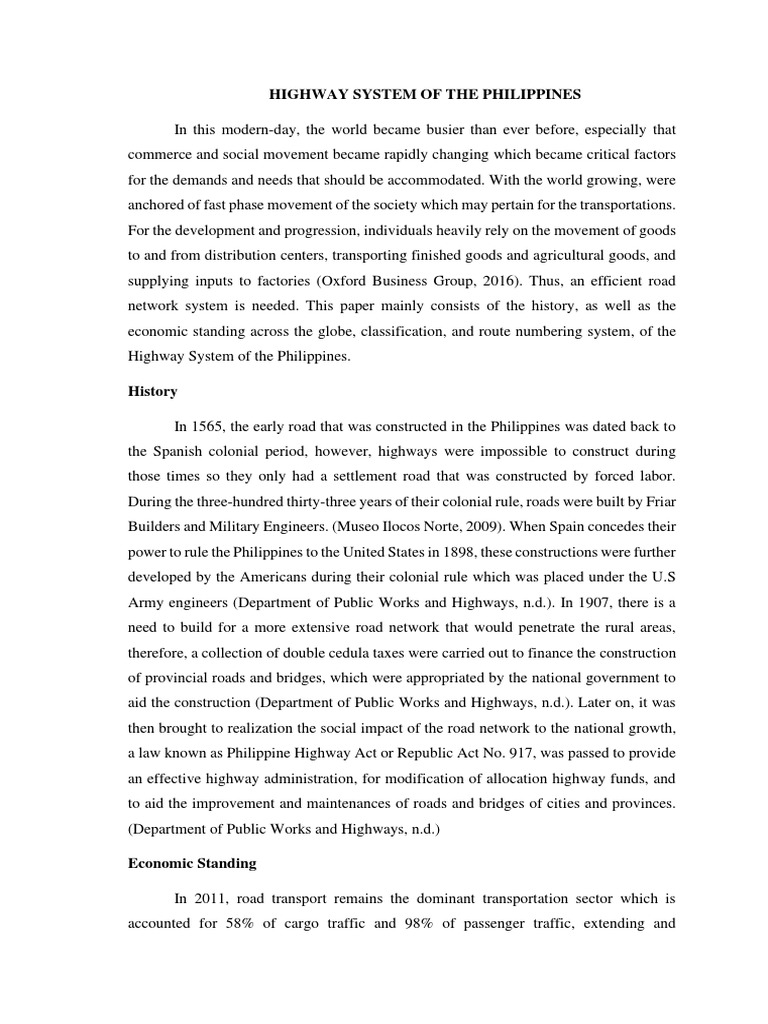 Highway System of The Philippines | PDF | Road | Controlled Access Highway