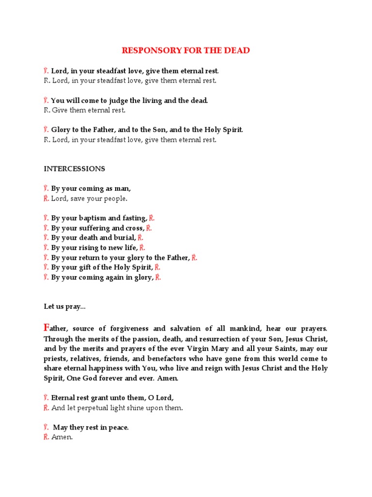 Responsory For The Dead | PDF