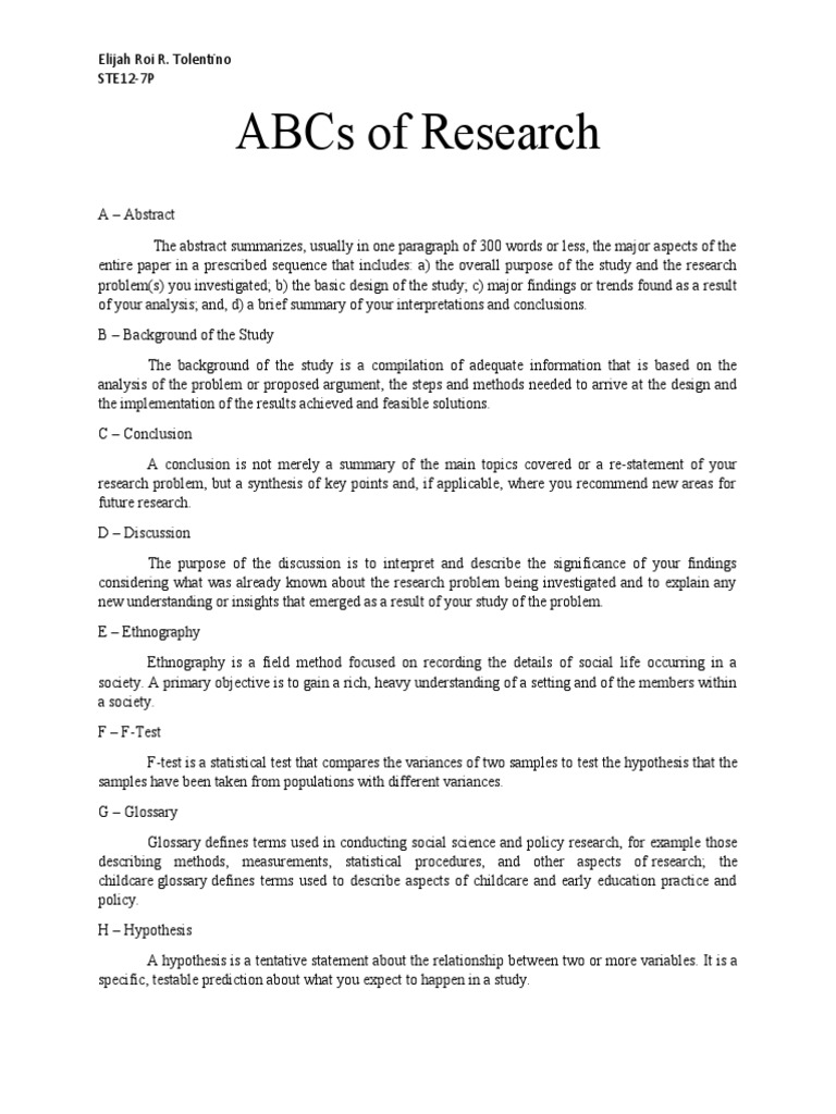 ABCs of Research | PDF | Statistics | Mean