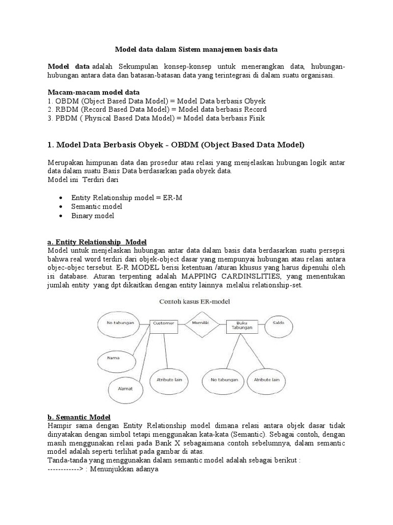 Model Data dalam Sistem Manajemen Basis Data | PDF