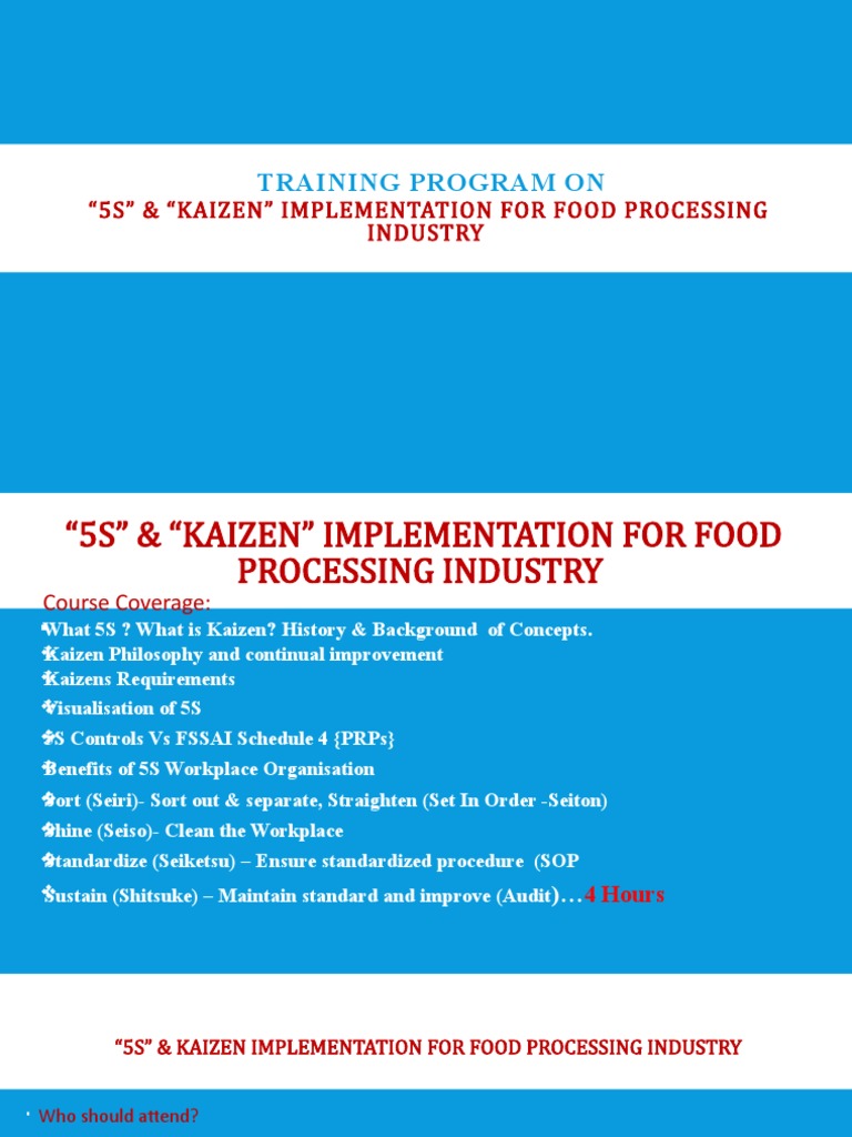 5S & Kaizen Training for Food Industry | PDF