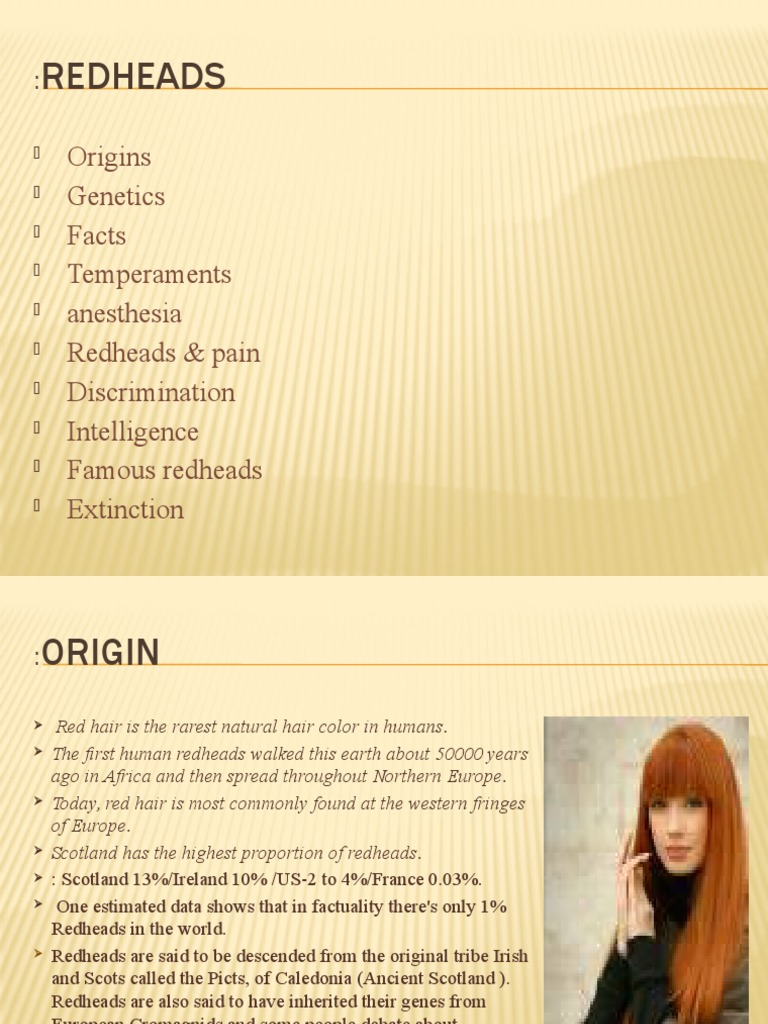 Origins, Genetics & Facts About Rare Redheads | PDF | Red Hair | Hair