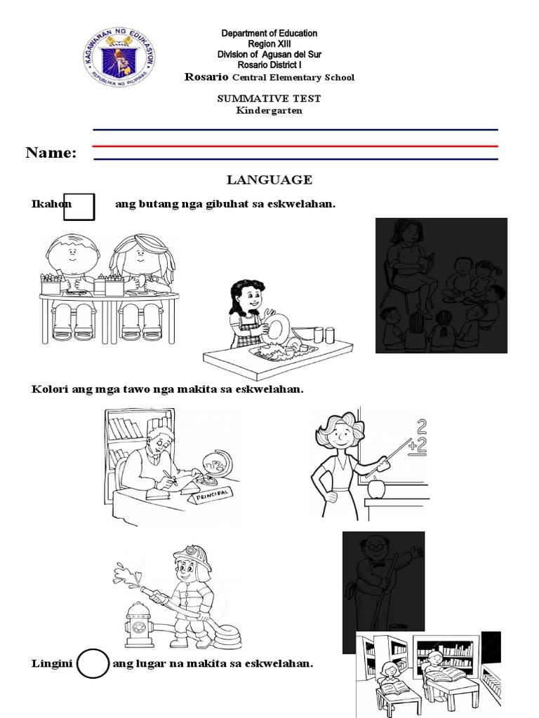 KINDERGARTEN First Periodical Examination Asf | PDF