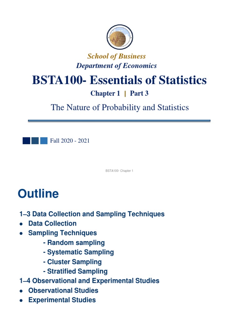 BSTA100-Essentials of Statistics | PDF | Sampling (Statistics) | Survey ...