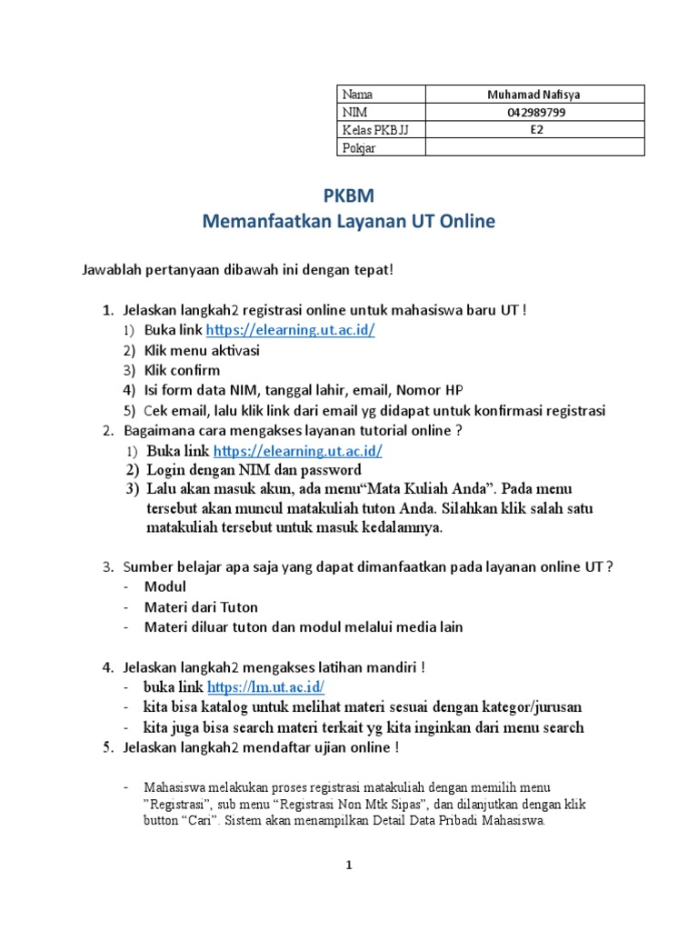 Memanfaatkan Layanan UT Online | PDF