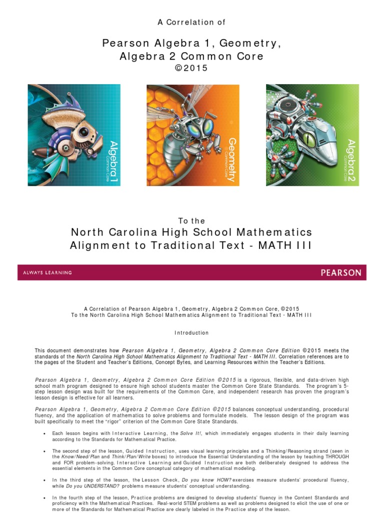 Pearson Algebra 1, Geometry and Algebra 2 Common Core Edition (PDFDrive ...