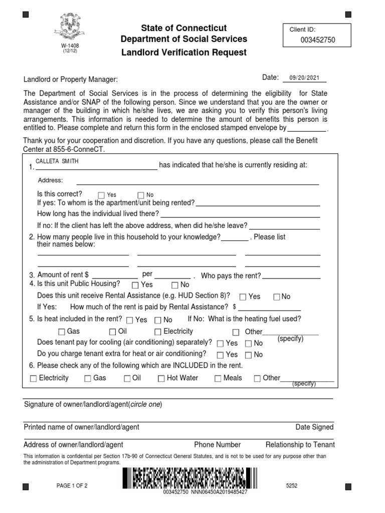 State of Connecticut Department of Social Services: Client ID | PDF ...