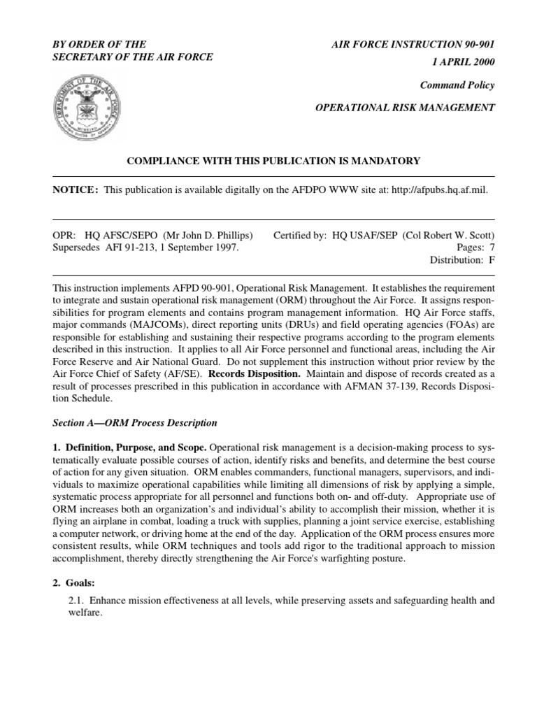AFI 90-901 Operational Risk Management | PDF | United States Air Force ...