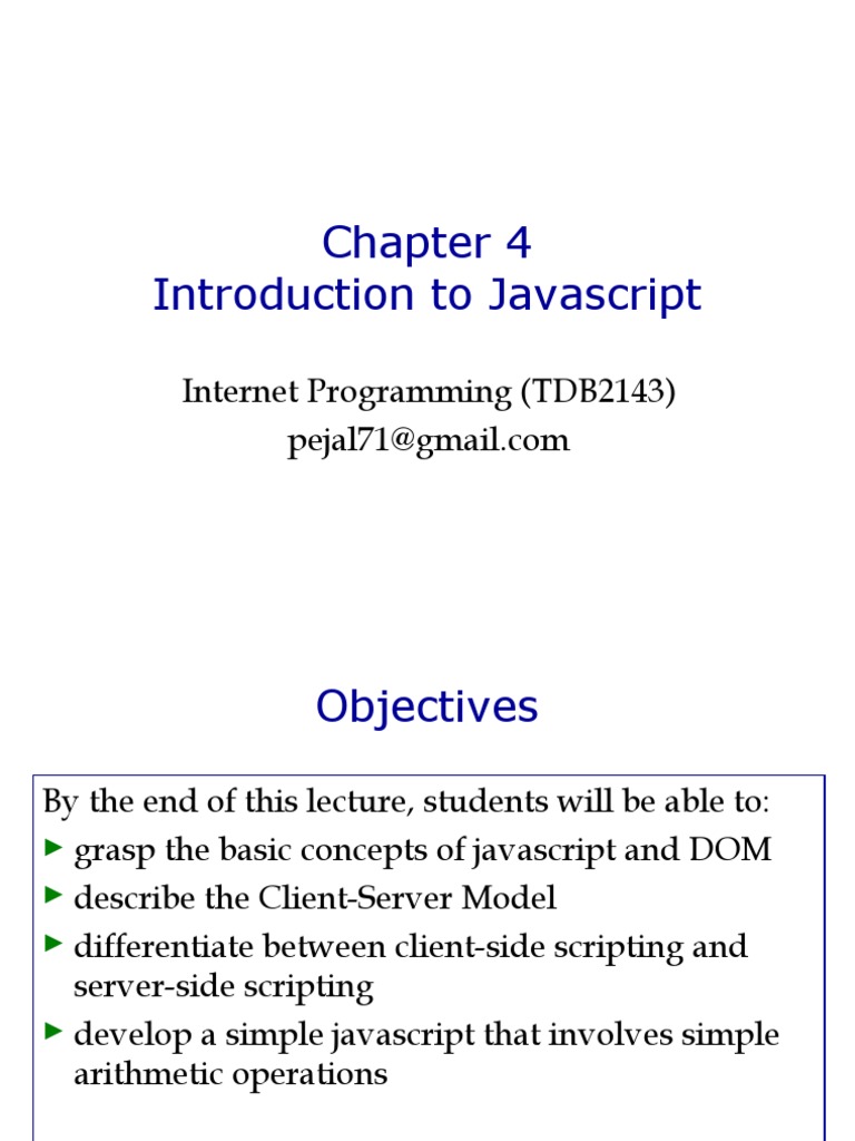 Introduction To Javascript: Internet Programming (TDB2143) | PDF | Java ...