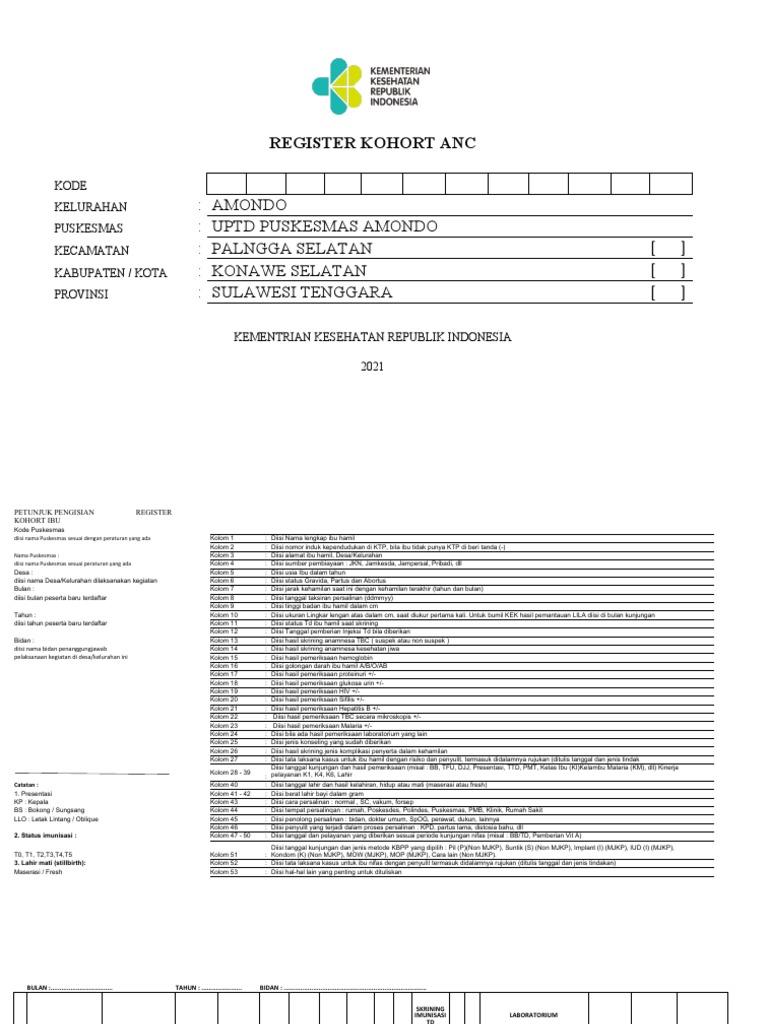 Format Kohort Kartu Ibu Baru | PDF