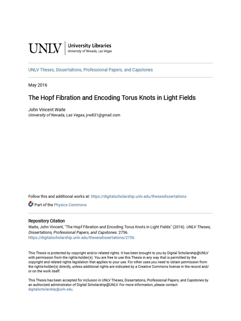 The Hopf Fibration and Encoding Torus Knots in Light Fields | PDF ...