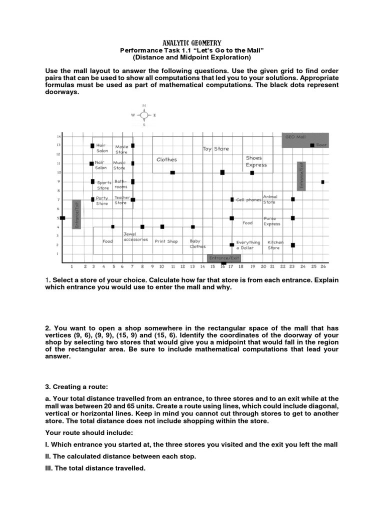 PERF TASK 1.1 Distance and Midpoint Exploration | PDF