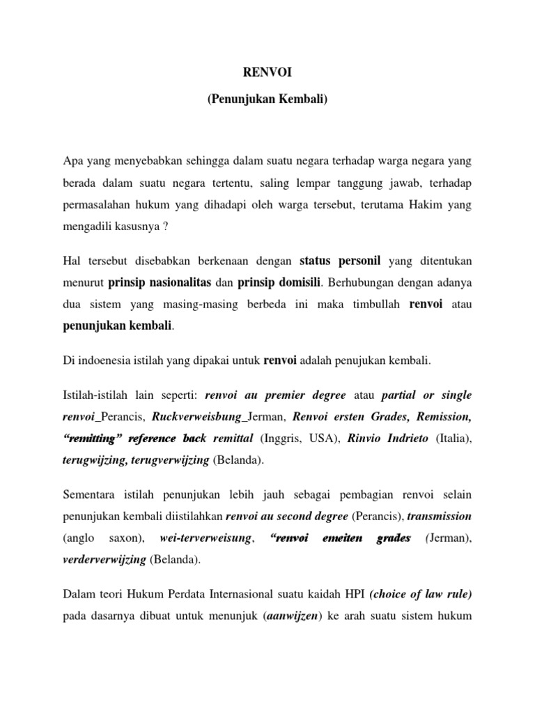 Analisis Renvoi dalam Hukum Perdata | PDF