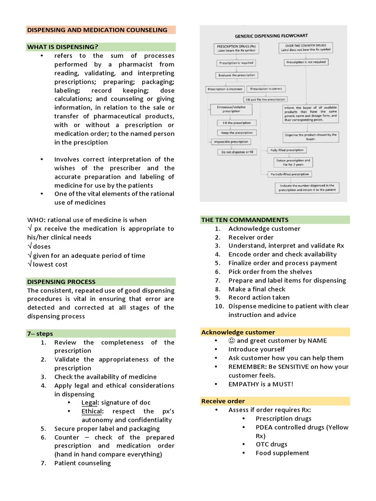 Dispensing Process and Patient Counseling | PDF | Medical Prescription ...