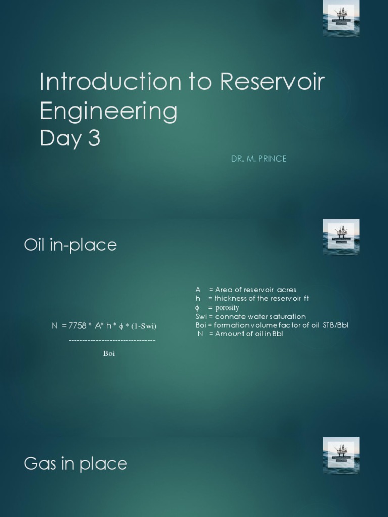 Introduction To Reservoir Engineering: Dr. M. Prince | PDF ...