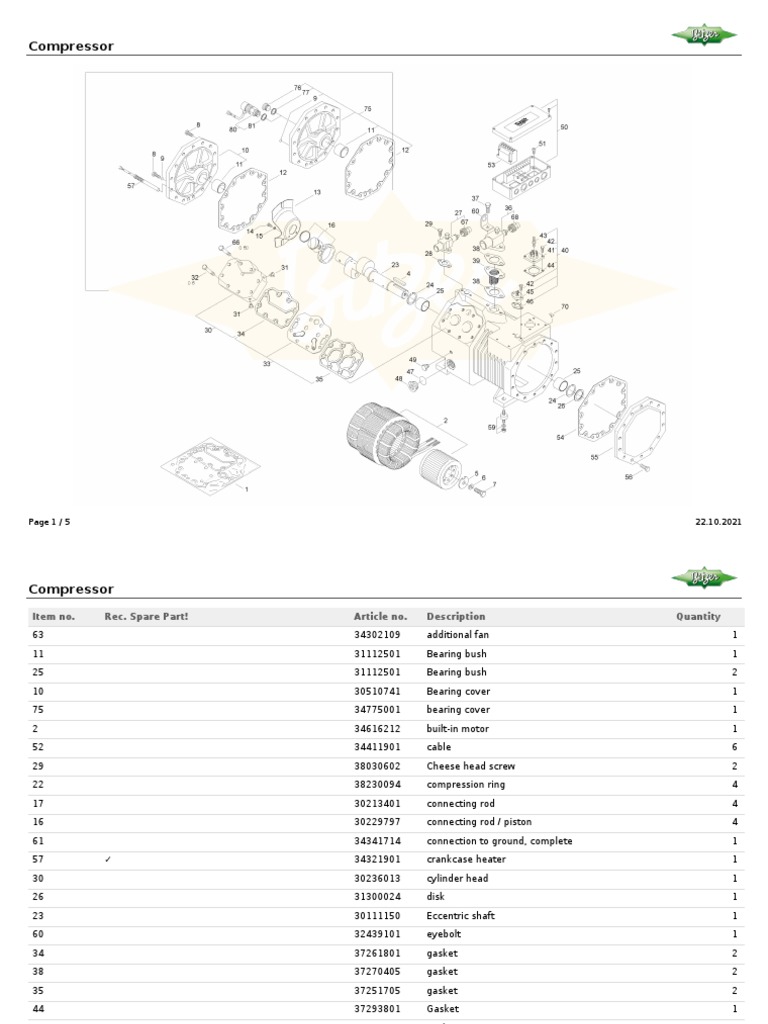 Compressor Spare Parts List | PDF | Engine Technology | Machines
