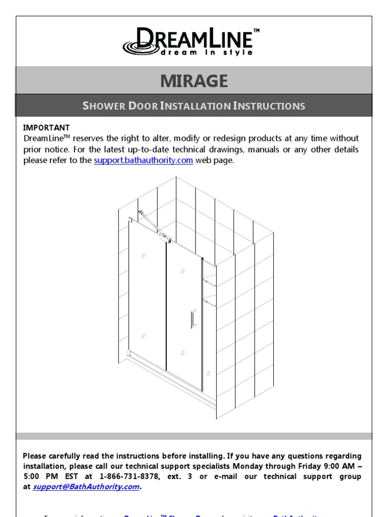 MIRAGE Manual | PDF | Screw | Shower