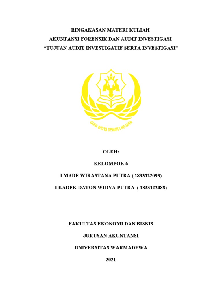 Akuntansi Forensik Dan Audit Investigasi KLP 6 | PDF