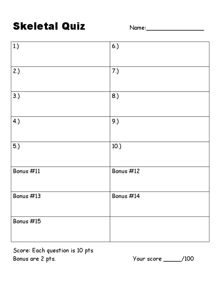 Skeletal System Quiz | PDF