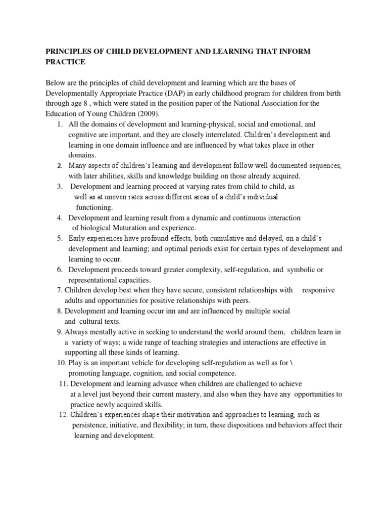 Principles of Child Development and Learning That Inform Practice | PDF ...