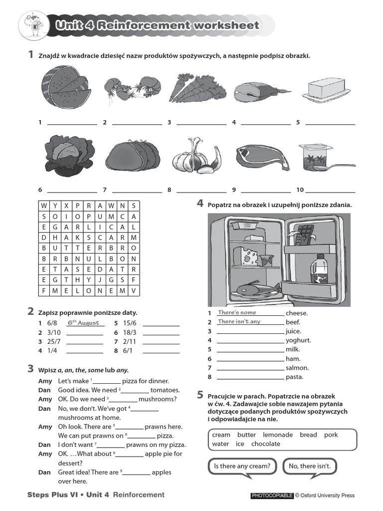 Unit 4 Reinforcement Worksheet