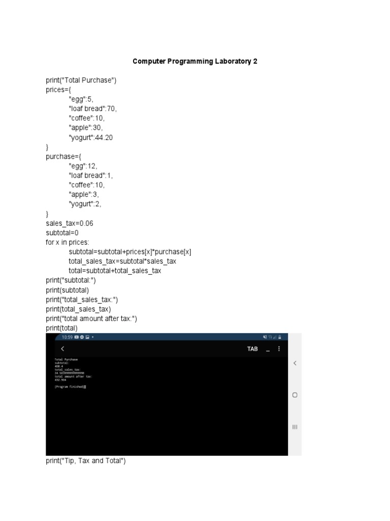 Computer Programming Laboratory 2 | PDF