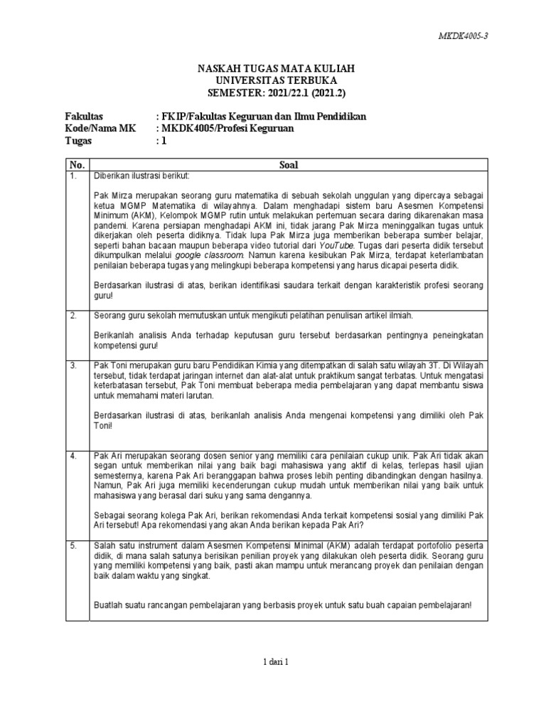 Soal mkdk4005 tmk1 3 | PDF