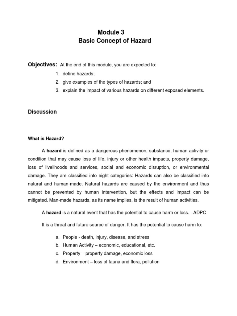 Module 3. Basic Concept of Hazard | PDF | Hazards | Ionizing Radiation
