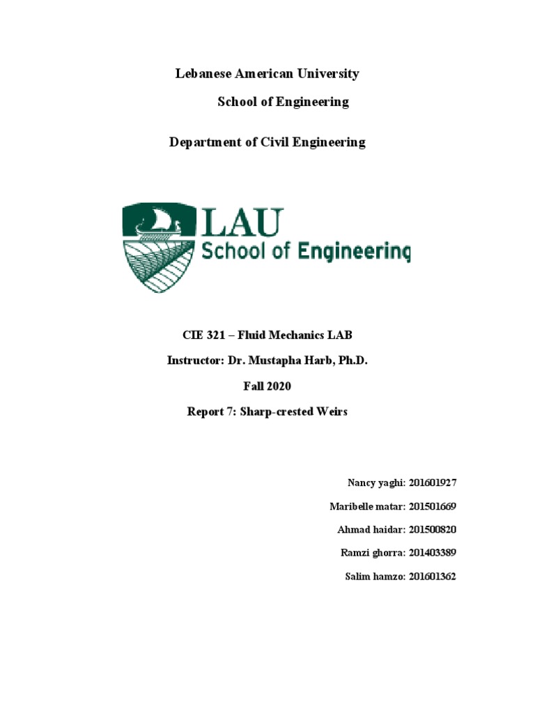 Fluid Lab Crested Weirs | PDF | Discharge (Hydrology) | Experiment