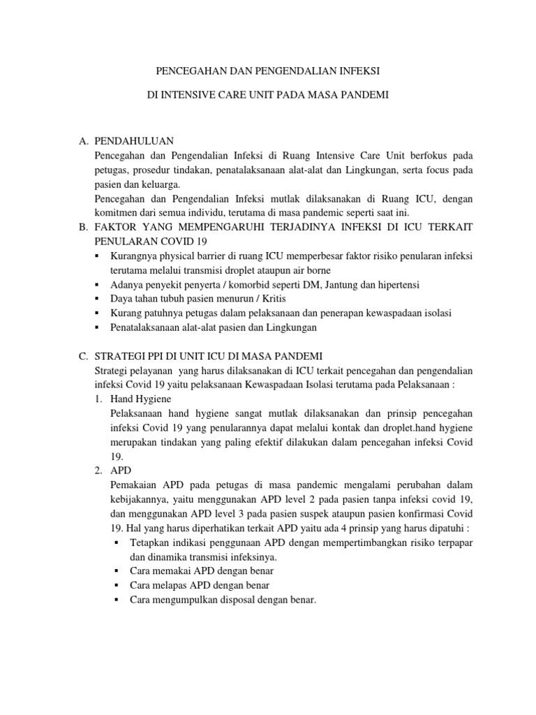 Ppi Di Ruang Icu Pada Masa Pandemi | PDF | Sains & Matematika