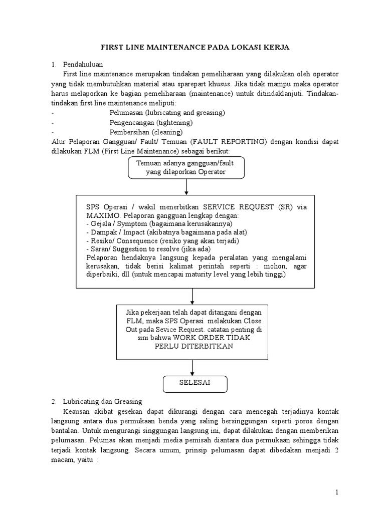 First Line Maintenance Pada Lokasi Kerja | PDF