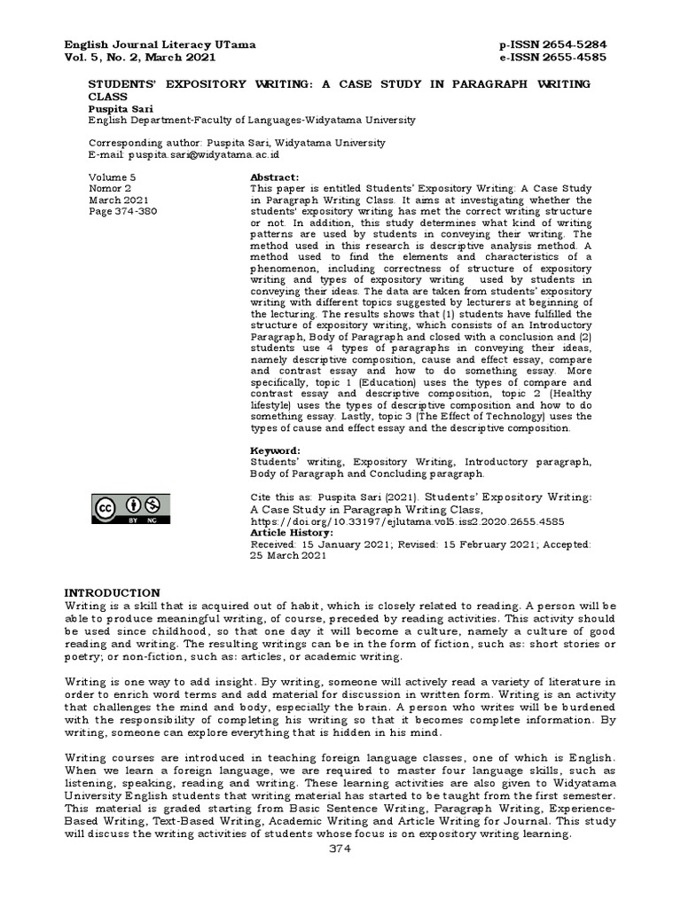 Expository Writing Case Study in High School | PDF | Essays | Writers