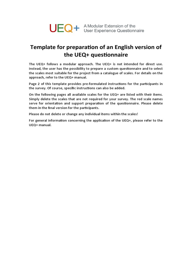 Template For Preparation of An English Version of The UEQ+ ...
