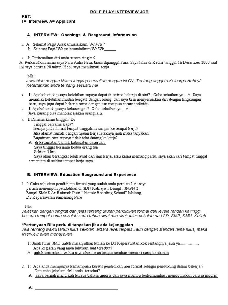 8-10. ROLE PLAY INTERVIEW JOBpdf | PDF