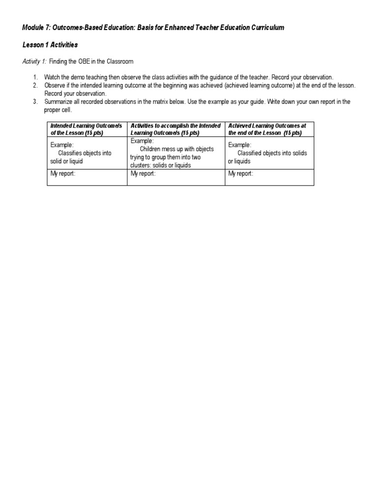 Module 7 Lesson 1 Activities | PDF | Career & Growth