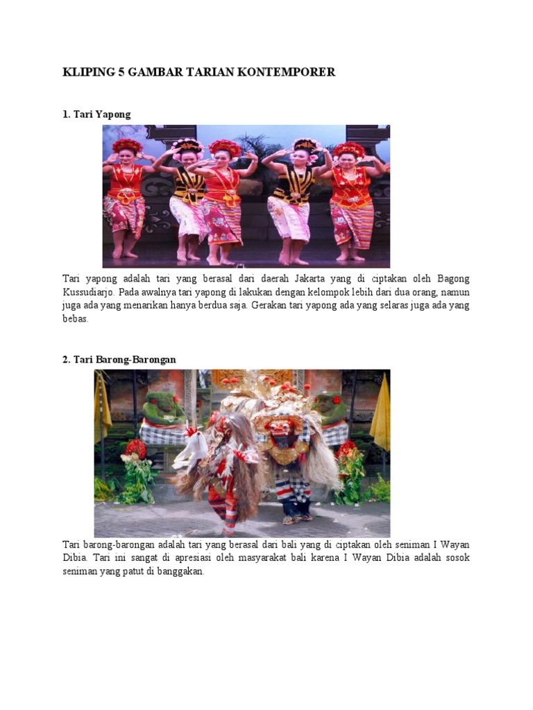 5 Contoh Tarian Kontemporer Indonesia | PDF