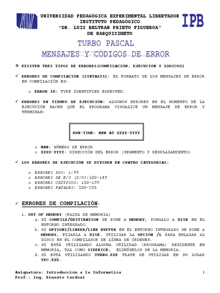 Guia de Errores | PDF | Ingeniería de software | Informática