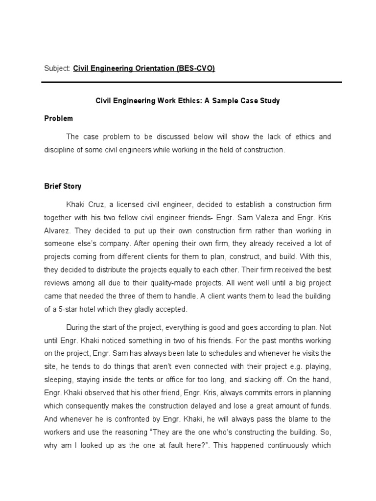 Case-Study - Civil Engineering Orientation | PDF | Engineer | Applied ...