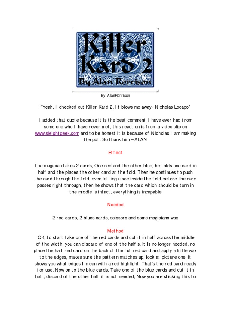 Kenton Knepper - Killer Kard 2 | PDF