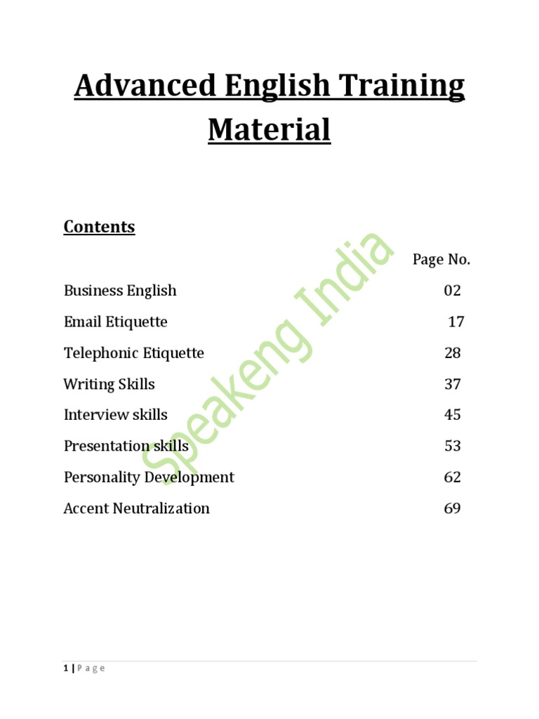Advanced English Training Material | PDF | English Language | Email Spam