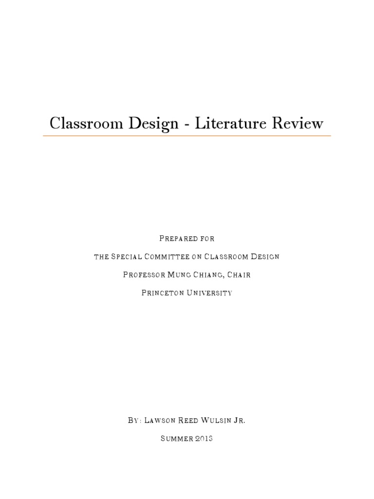Classroom Design - Literature Review: P S C C D P M C, C P U | PDF ...